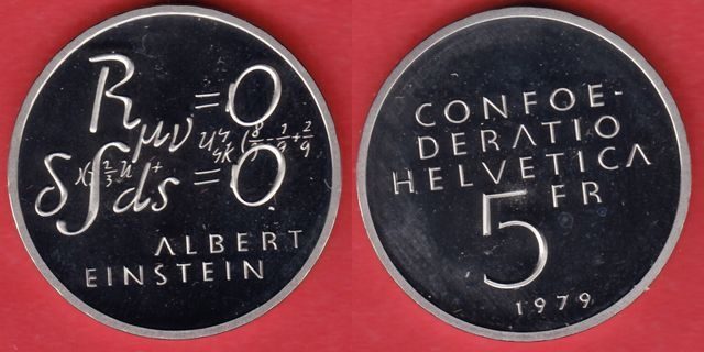 Schweiz 5 Franken 1979 Albert Einstein Formel Polierte Platte Proof, PP | MA-Shops