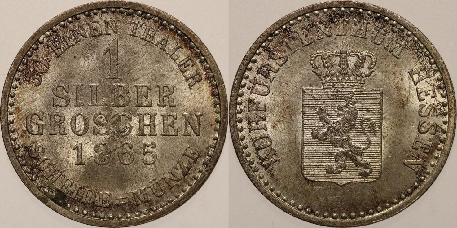 Deutschland 1 Silbergroschen 1865 HESSEN prfr, patina | MA-Shops