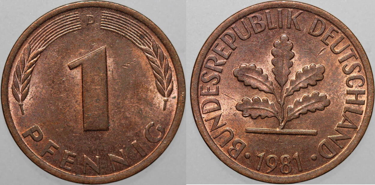 Deutschland 1 Pfennig 1981 D Bundesrepublik vz pf +/- | MA-Shops