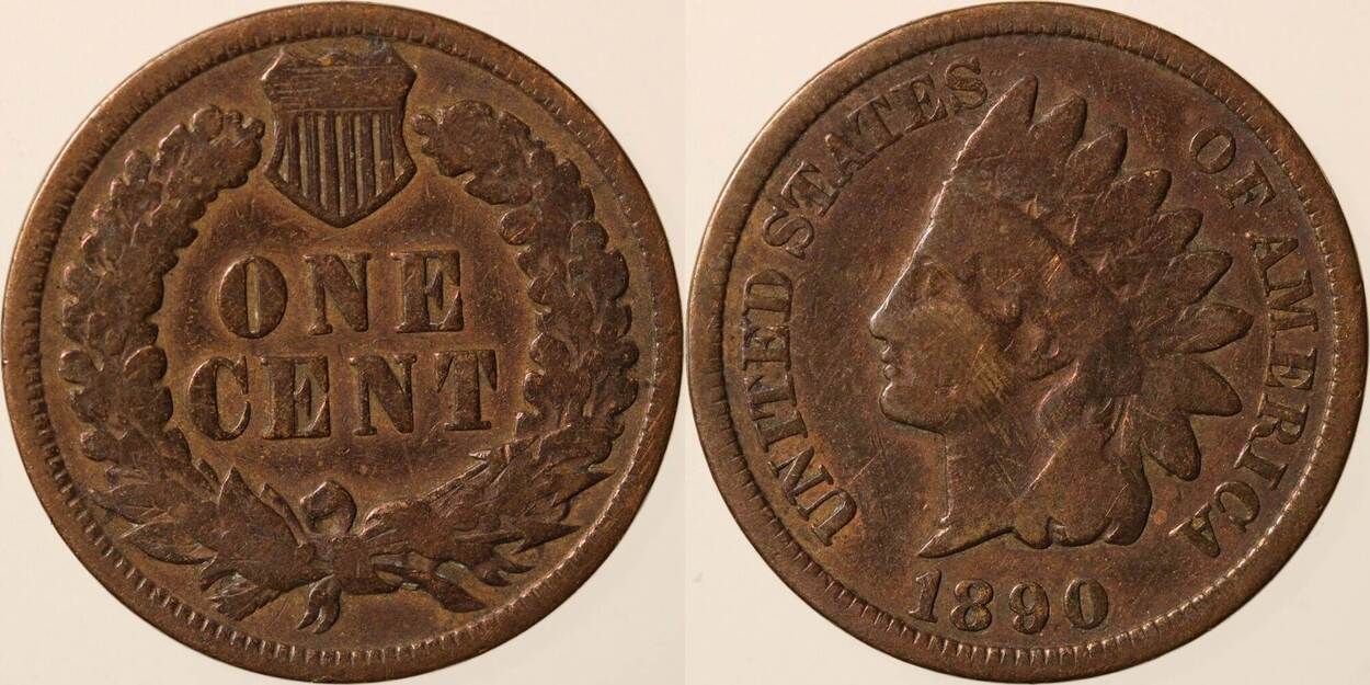 USA 1 Cent 1890 INDIANER s ss +/- | MA-Shops