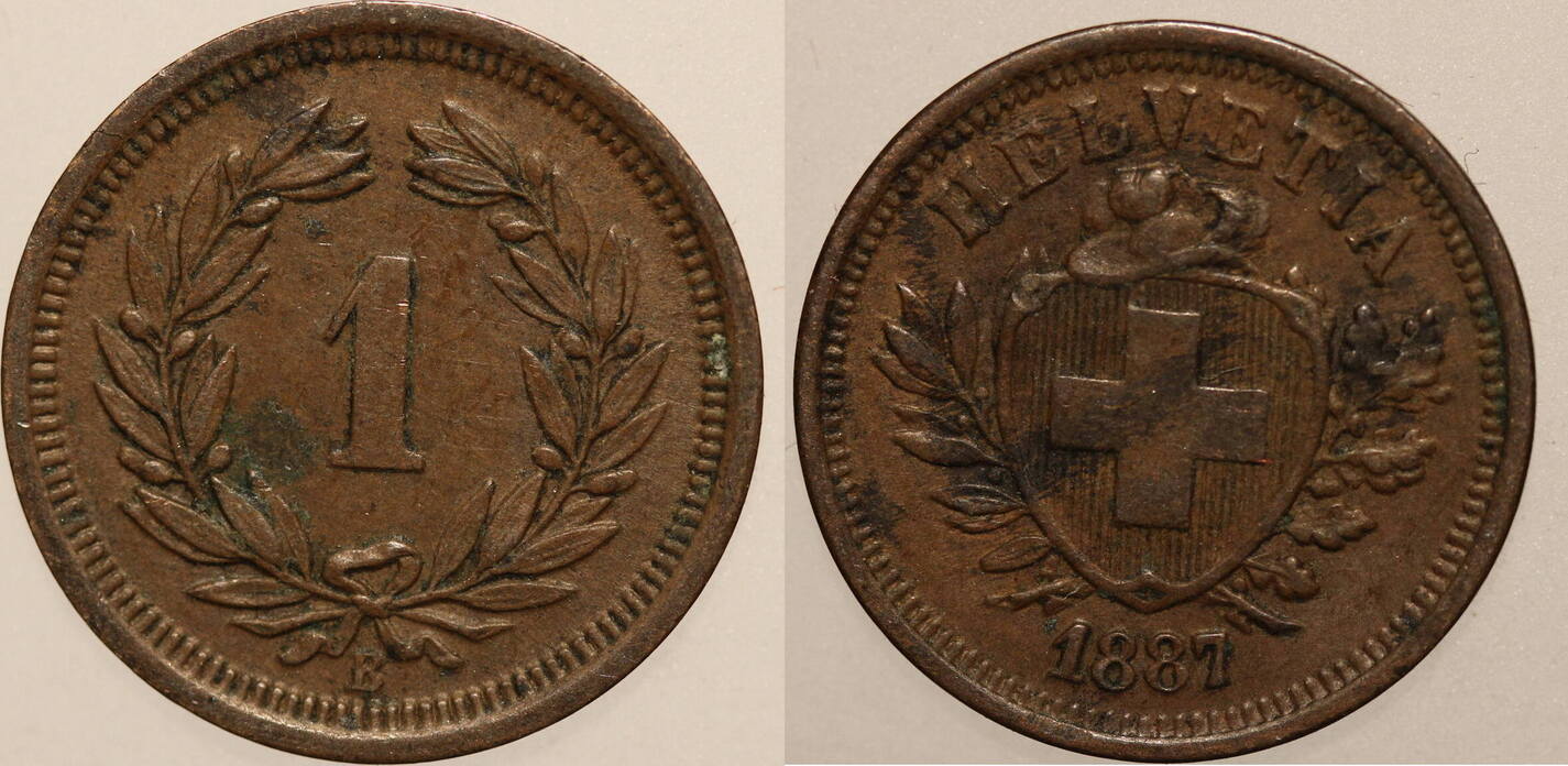 Schweiz 1 Rappen 1887 Eidgenossenschaft ss vz +/- | MA-Shops
