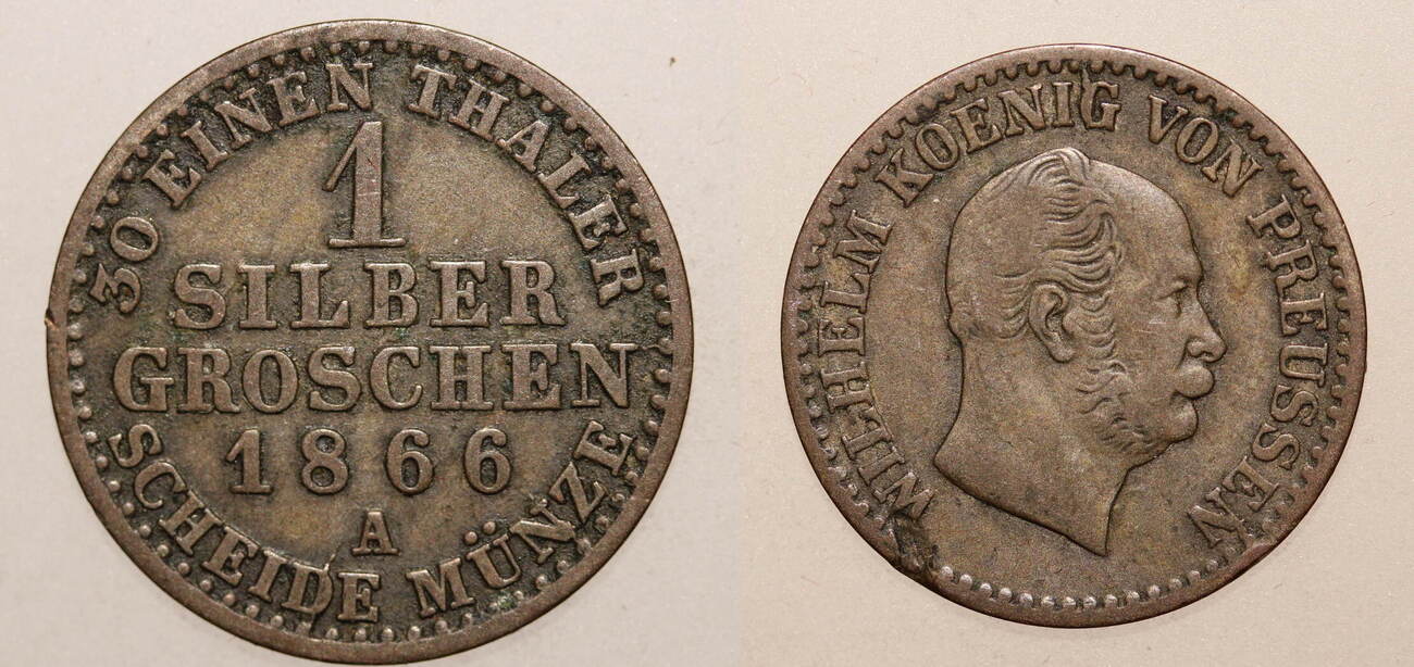 Deutschland 1 Silbergroschen 1866 A Preussen ss | MA-Shops
