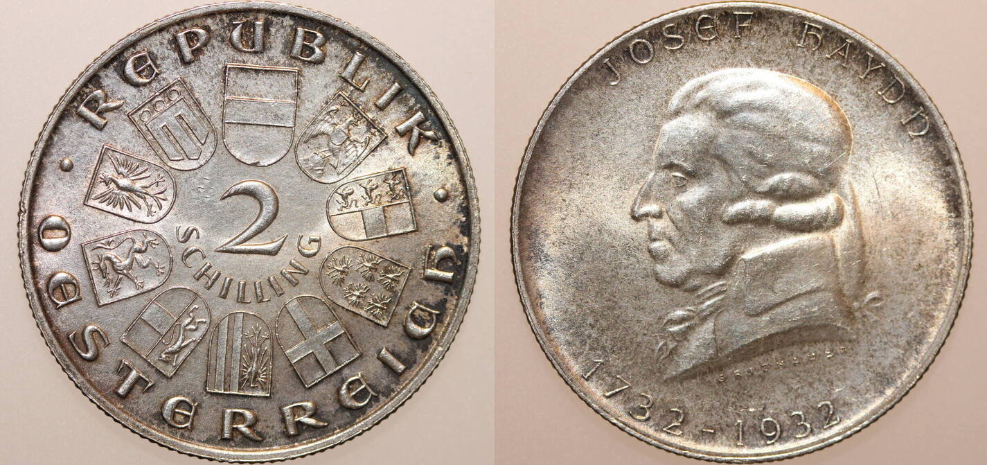 Österreich 2 Schilling 1932 Erste Republik Doppelschilling HAYDN vzgl ...