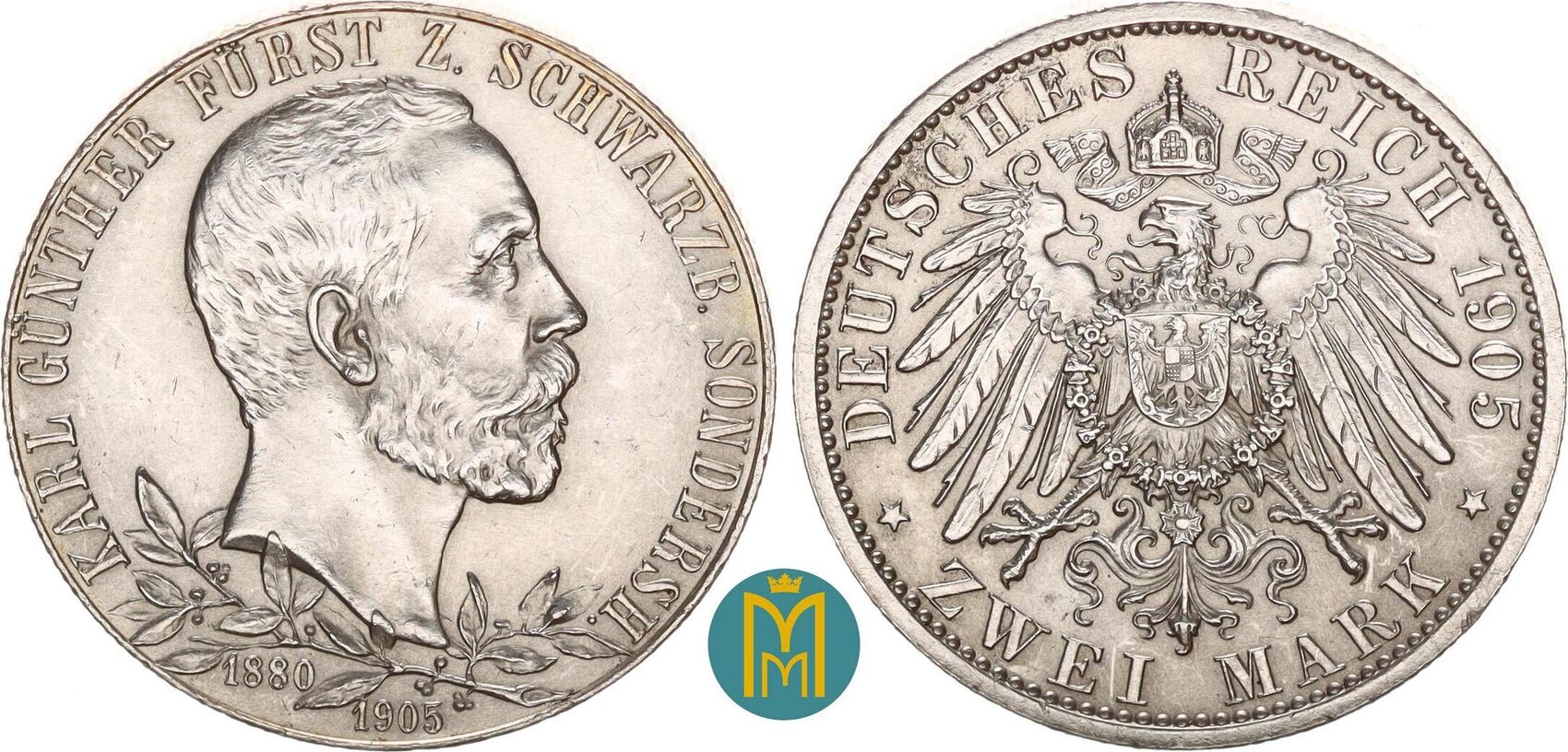 Schwarzburg-Sondershausen 2 Mark 1905 Karl Günther 1880-1909. vorzüglich | MA-Shops