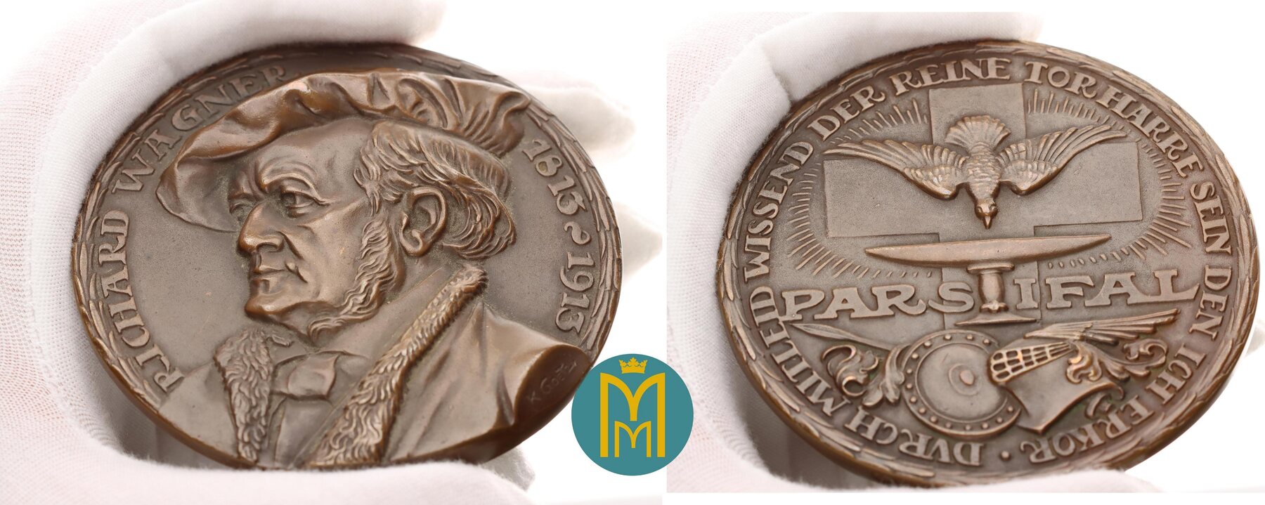 Karl Goetz Bronzegussmedaille 1913 Auf den 100. Geburtstag von Richard ...