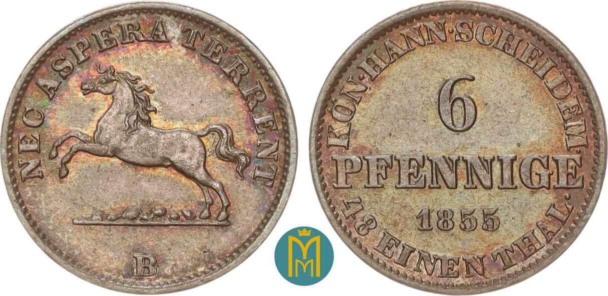 Braunschweig-Calenberg-Hannover, 6 Pfennig 1855 B Georg V. 1851-1866 ...