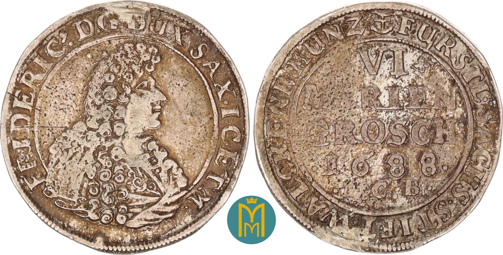 Sachsen-Gotha-Altenburg 6 Mariengroschen 1688 Friedrich I. 1675-1691. I.C.B. Abtei Walkenried ...