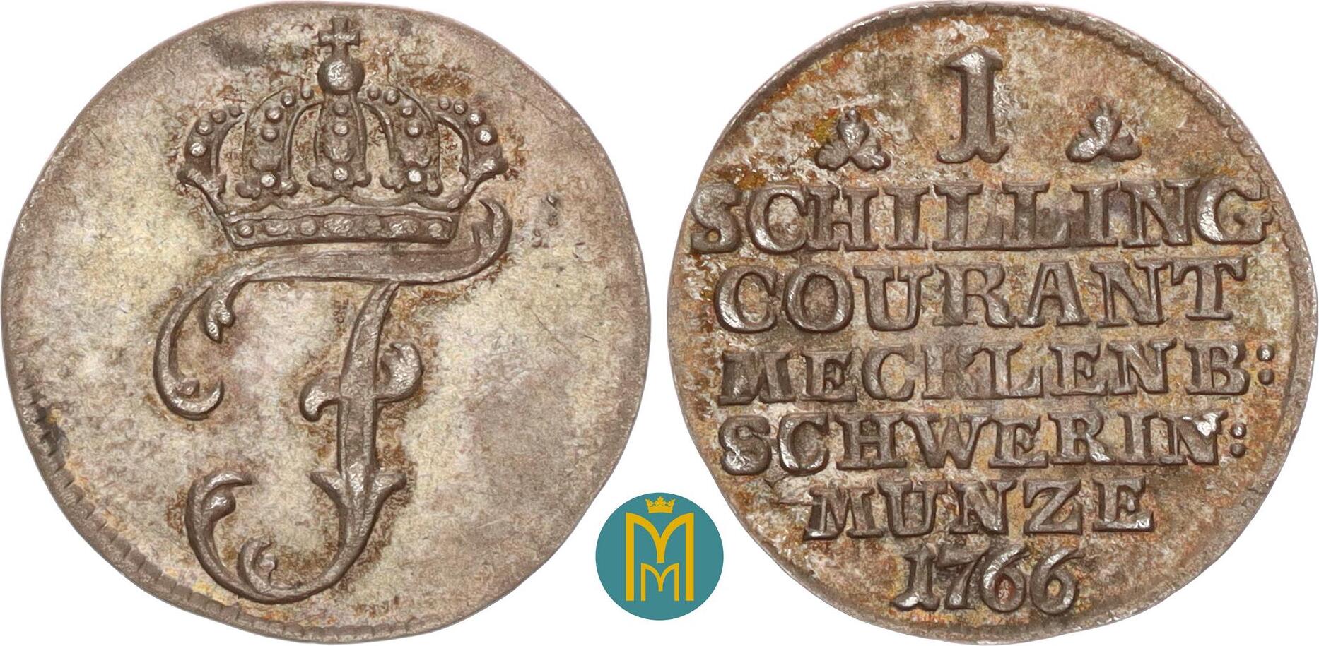 Mecklenburg-Schwerin 1 Schilling 1766 Friedrich 1756-1785. vorzüglich | MA-Shops