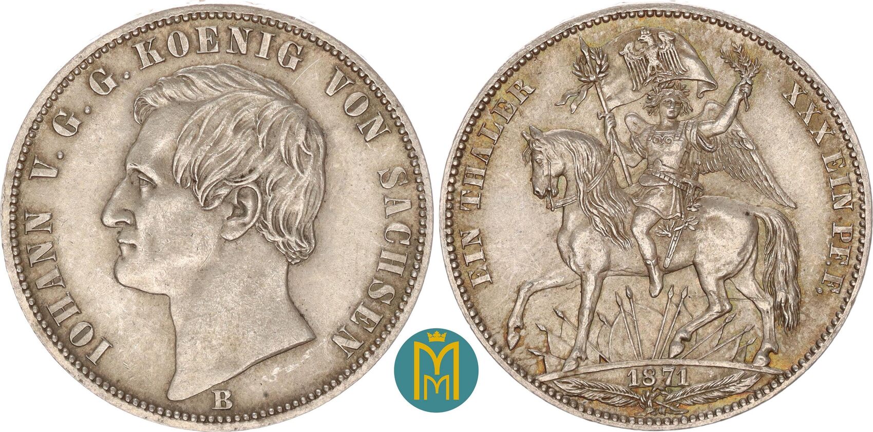 Sachsen Siegestaler 1871 Johann 1854-1873. vorzüglich | MA-Shops