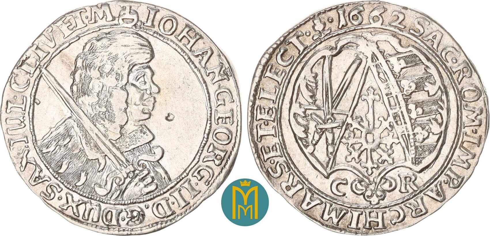 Sachsen-Albertinische Linie 1/8 Taler 1662 Johann Georg II. 1656-1680. sehr schön, gereinigt ...