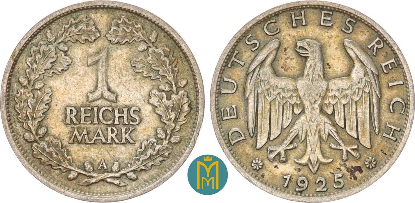 Deutschland / Weimarer Republik 1 Reichsmark 1925 A sehr schön | MA-Shops