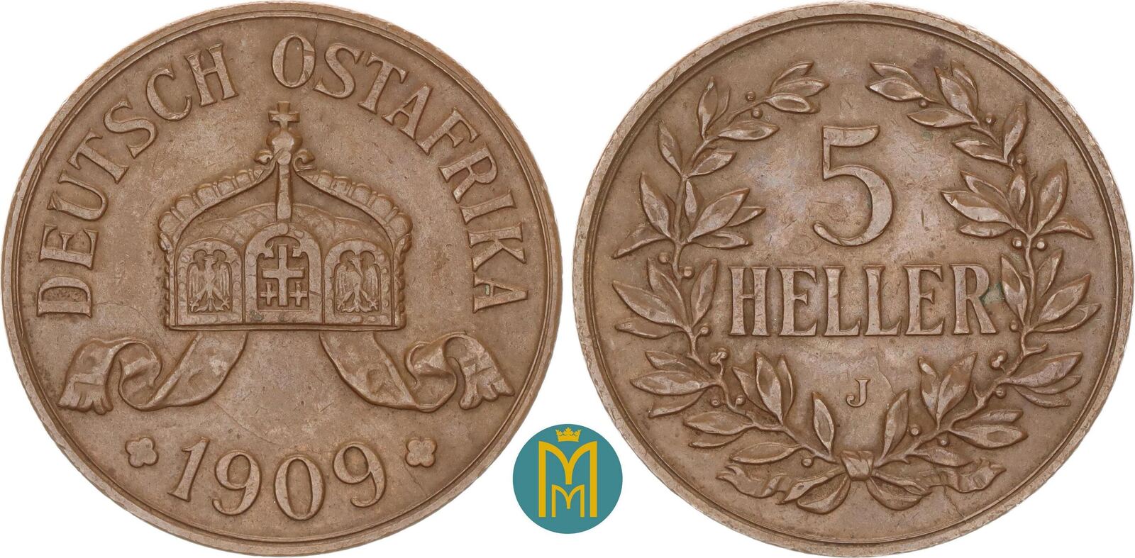 Deutsch Ostafrika 5 Heller 1909 J fast vorzüglich | MA-Shops