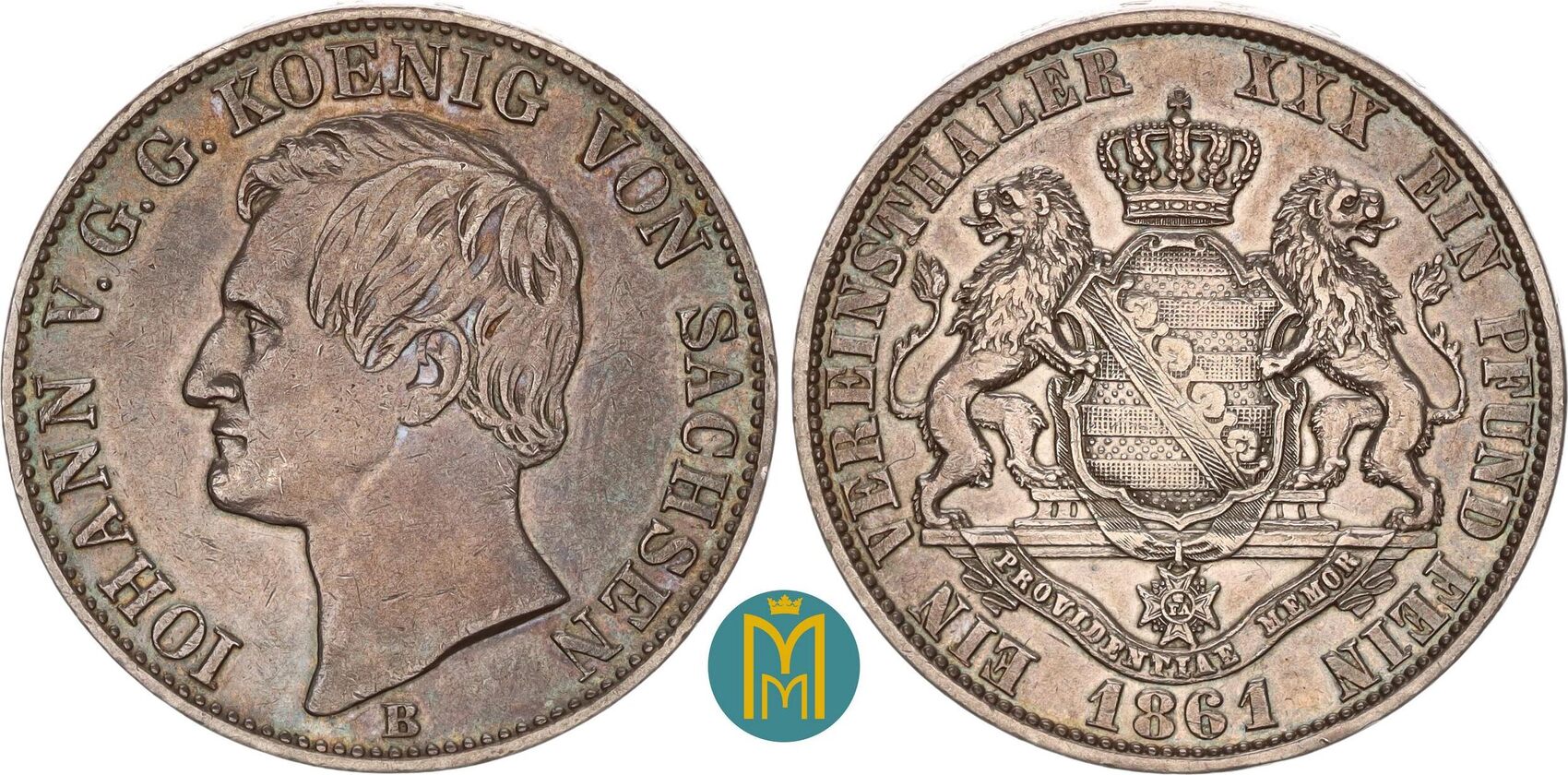 Sachsen-Albertinische Linie 1 Taler 1861 B Johann 1854-1873. sehr schön ...