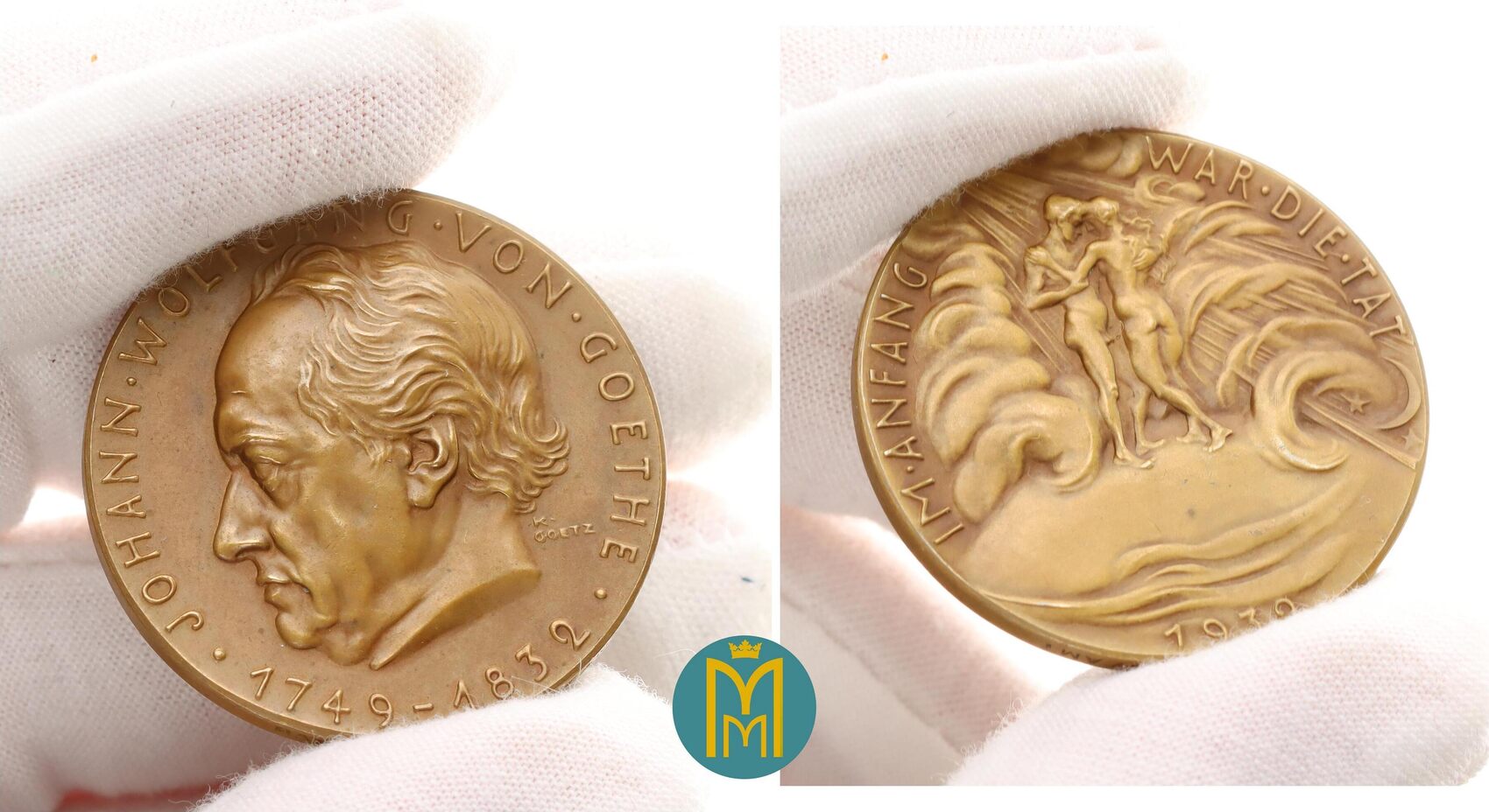 Karl Goetz Bronzemedaille 1932 Auf den 100. Todestag von Goethe. fast ...