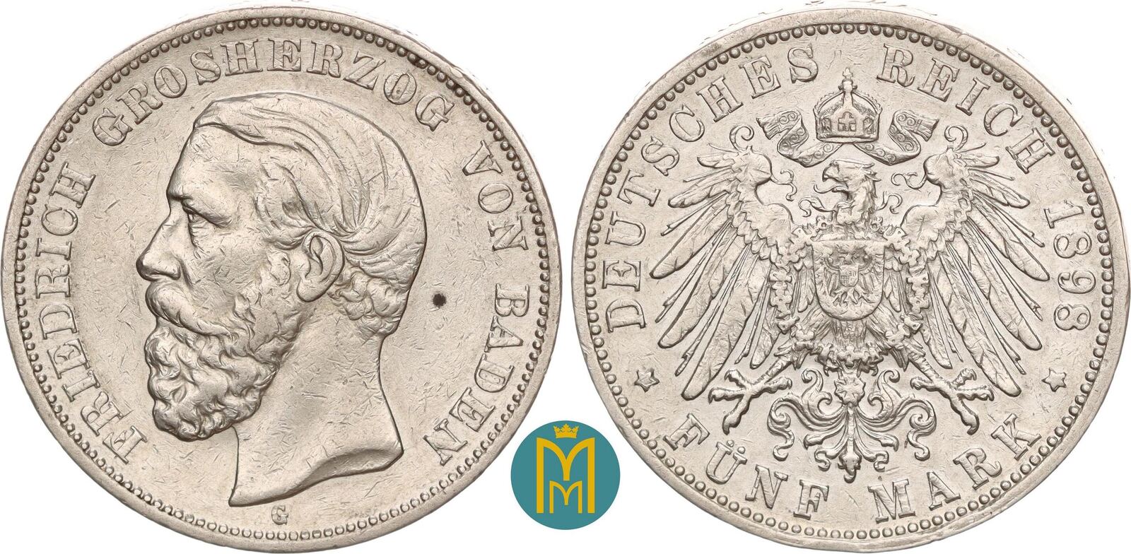 Kaiserreich / Baden 5 Mark 1898 Friedrich I. 1856-1907. sehr schön | MA ... Kaiserreich / Baden 5 Mark 1898 Friedrich I. 1856-1907. sehr schön | MA ...