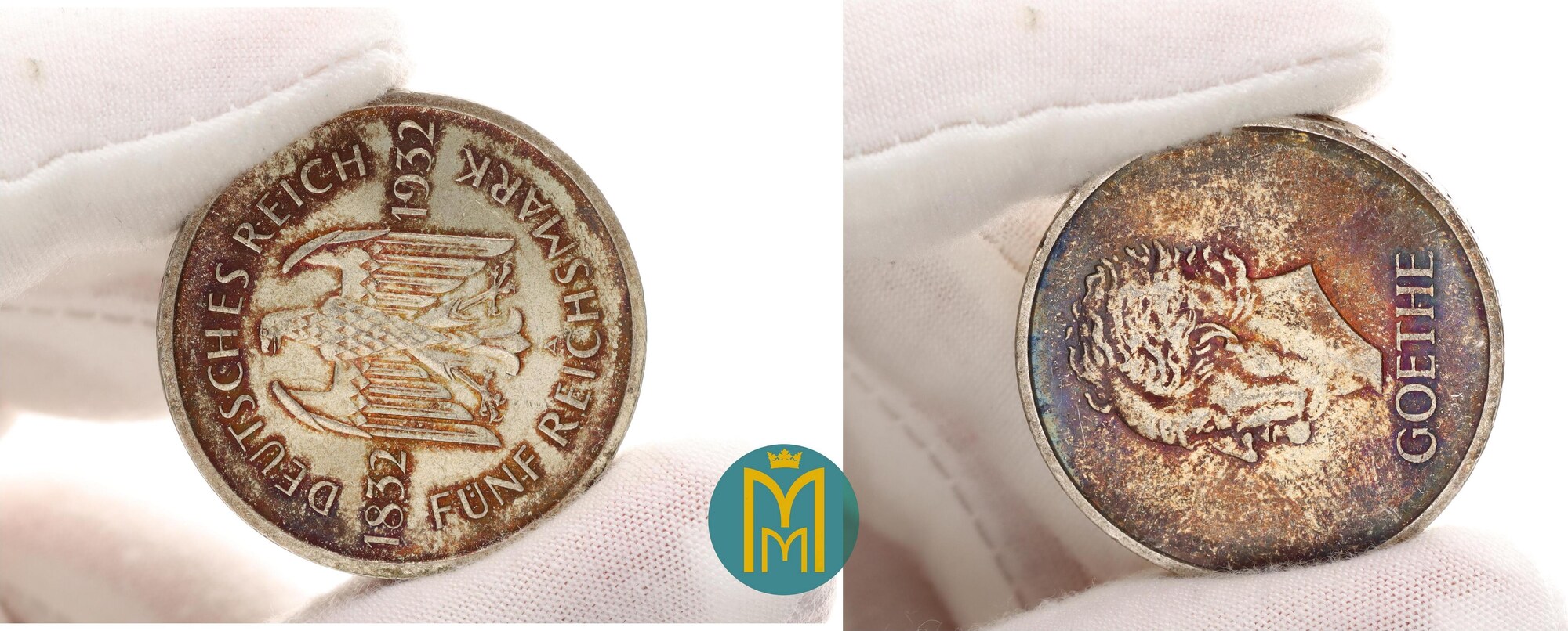 Weimarer Republik 5 Reichsmark 1932 A Auf den 100. Todestag von Goethe ...