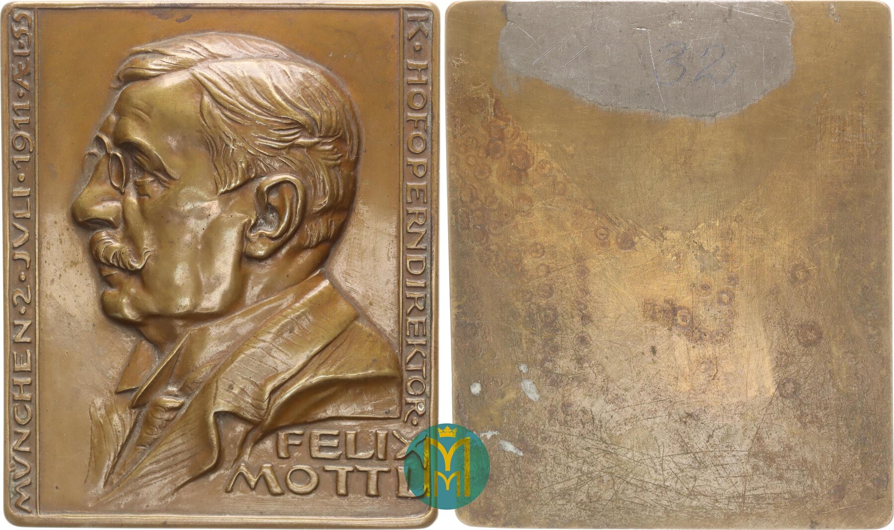 Medaille 1911 Karl Goetz Auf den Direktor der königlichen Hofoper in ...