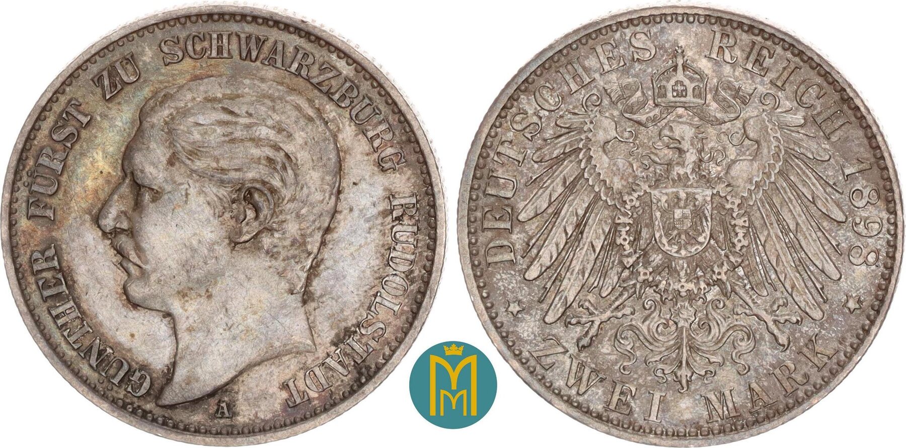 Schwarzburg-Rudolstadt 2 Mark 1898 Günther Victor 1890 - 1918 fast ...