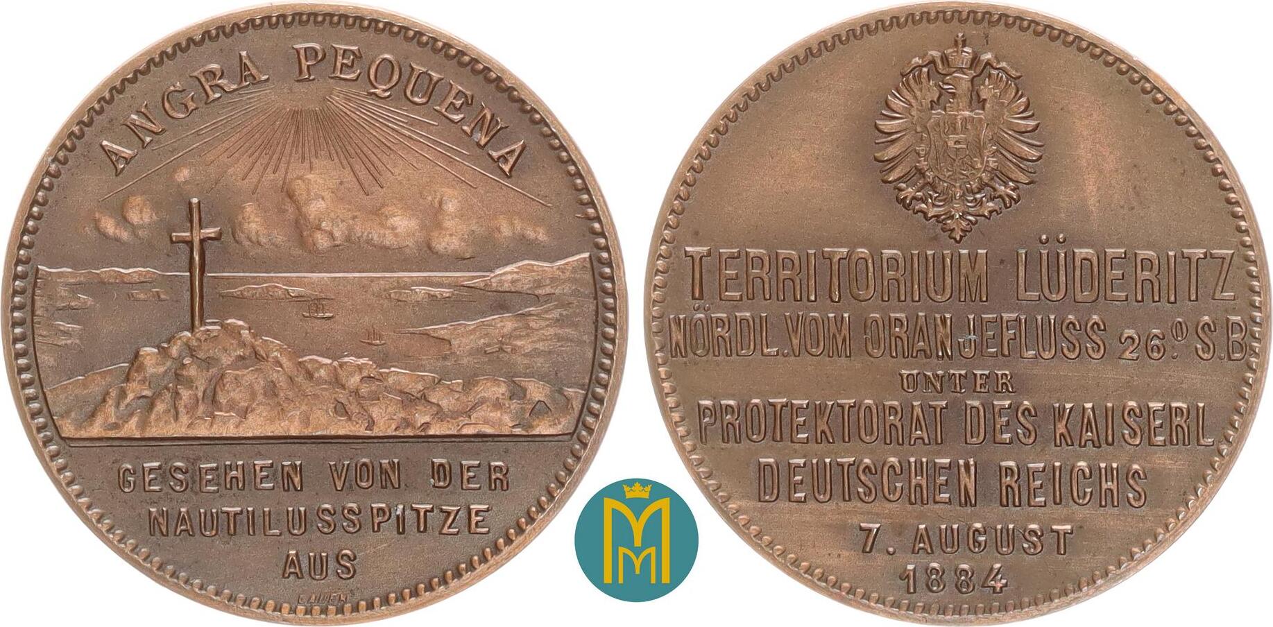 Deutsches Kaiserreich / Kolonien Bronzemedaille von Lauer. 1884 Auf die ...