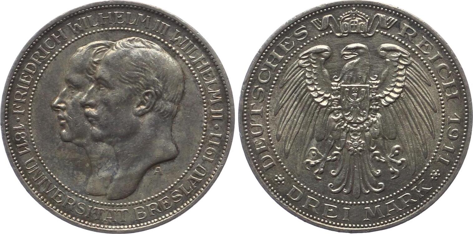 Deutsches Kaiserreich, Preußen 3 Mark 1911 A Wilhelm II. (1888-1918 ...