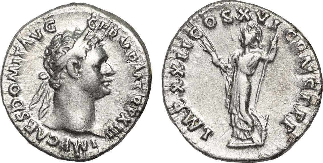 Domitian Denarius. 93-94 AD. IMP CAES DOMIT AVG GERM P M TR P XIII | MA-Shops