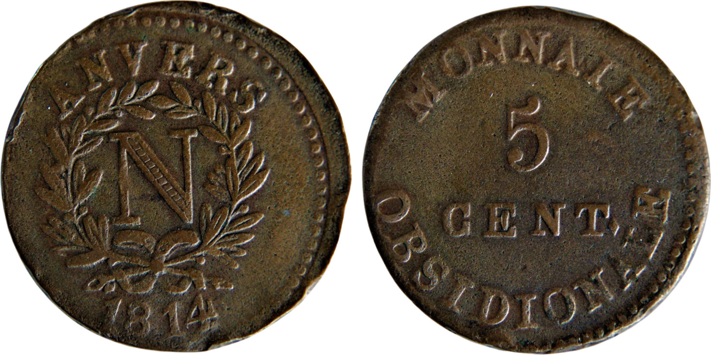 Siège d'Anvers - 5 centimes 5ème type - 1814 (Atelier de l'Arsenal) | MA-Shops
