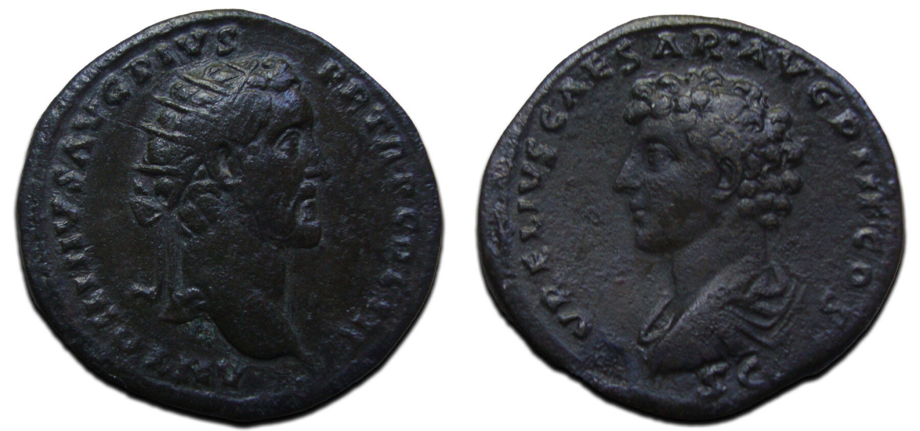 Antoninus Pius - DUPONDIUS Reverse MARCUS AURELIUS dynastic issue RARE ...