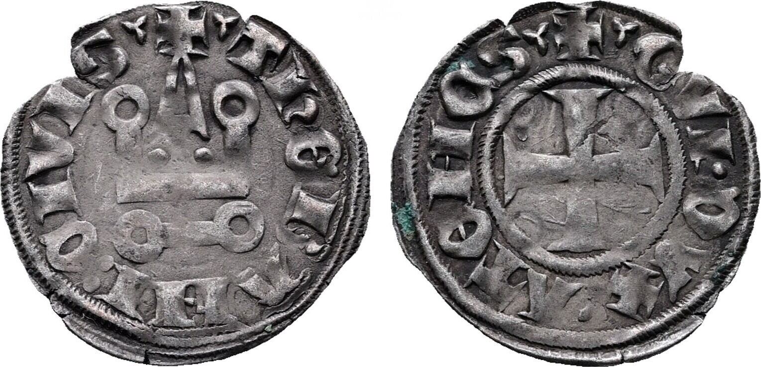 Principality of Achaea. Guy II de La Roche (1287-1308). BI Denier ...