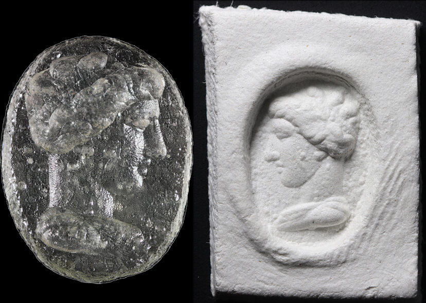 Roman Empire 100 / 300 AD. Glass intaglio (portrait of a woman) | MA-Shops