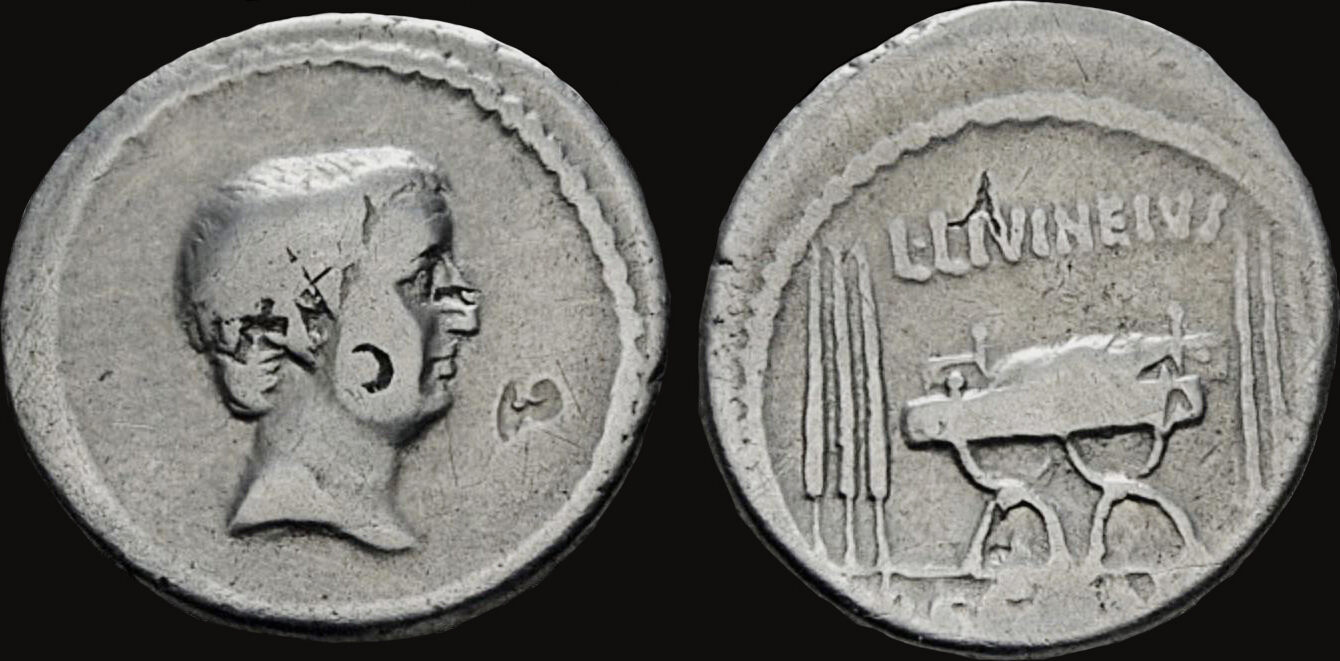 Roman Republic Denarius 42 BC. L. Livineius Regulus, rare well centered ...