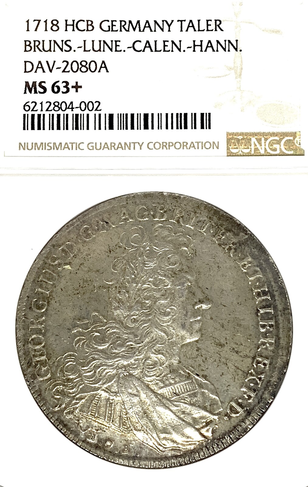 GERMANY TALER 1718 HCB George Ludwig as George I, King of England (1714 ...