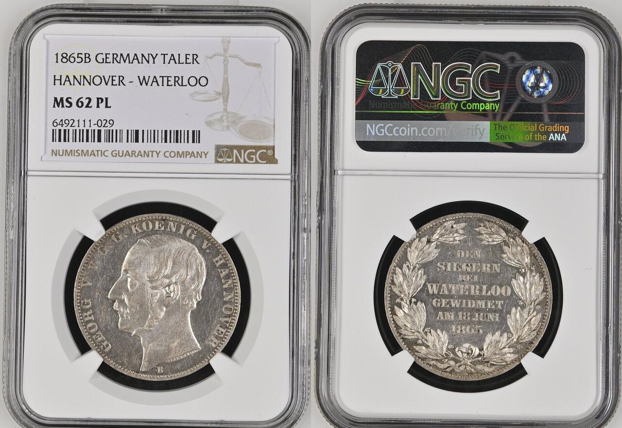 GERMANY TALER 1865B George V (1851-1866). NGC MS 62 PL | MA-Shops