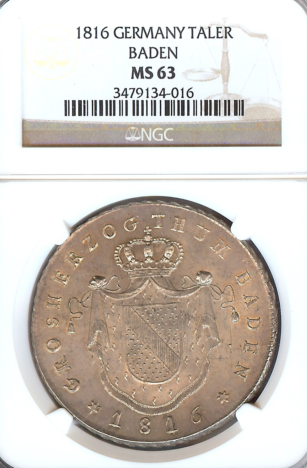 GERMANY TALER 1816 Carl Ludwig Friedrich (1811-1818). NGC MS 63 | MA-Shops