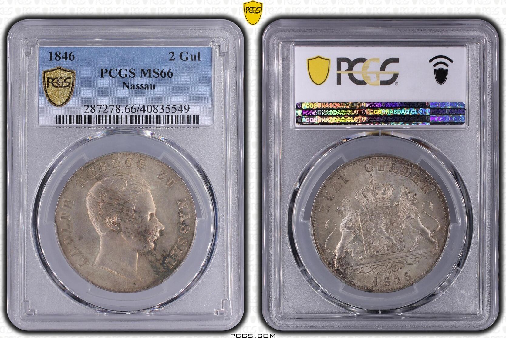 Nassau 2 Gulden 1846 Adolph (1839-1866). MS66 | MA-Shops