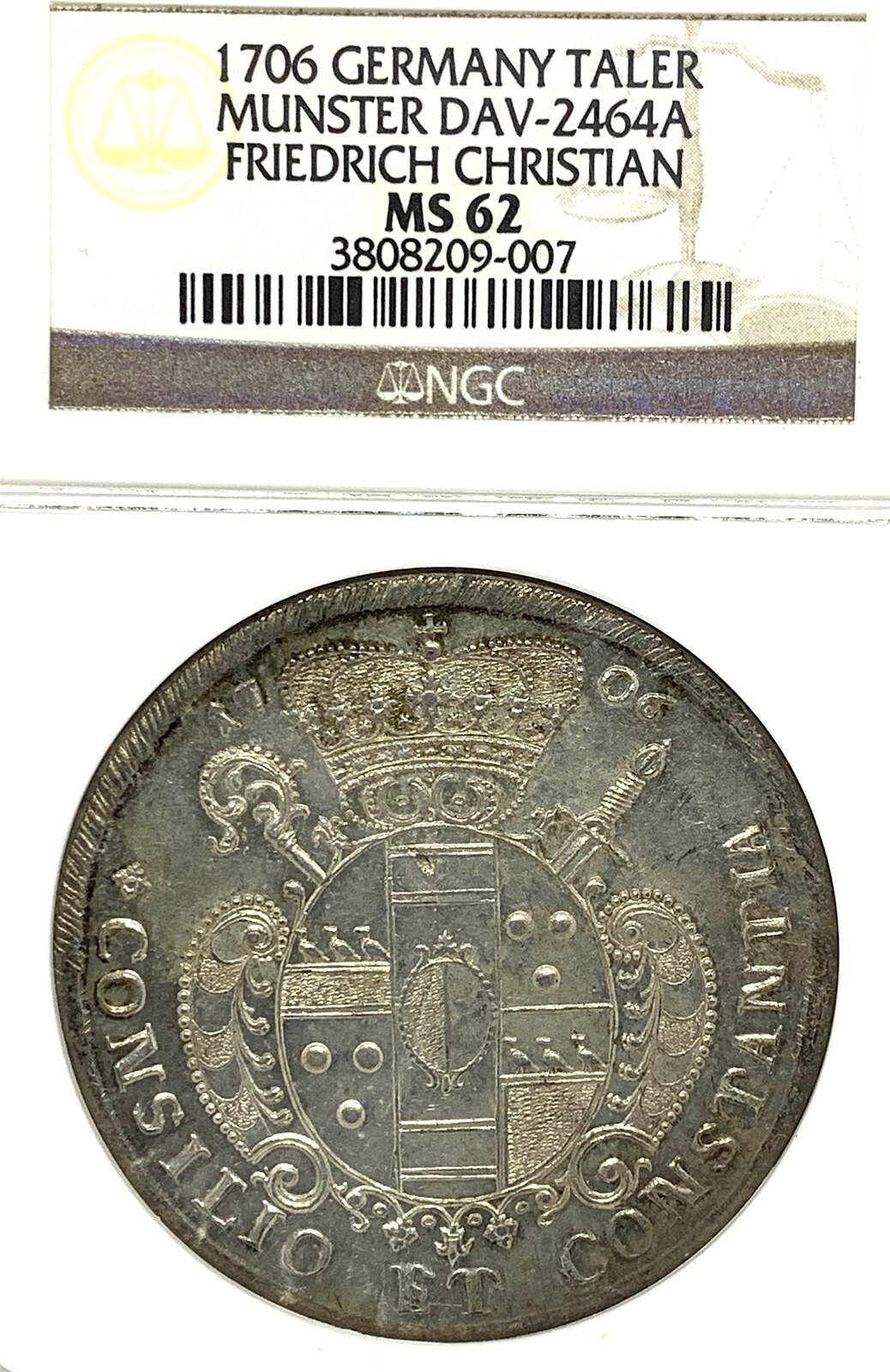 GERMANY TALER 1706 Bishop Friedrich Christian (1688-1706). NGC MS 62 | MA-Shops