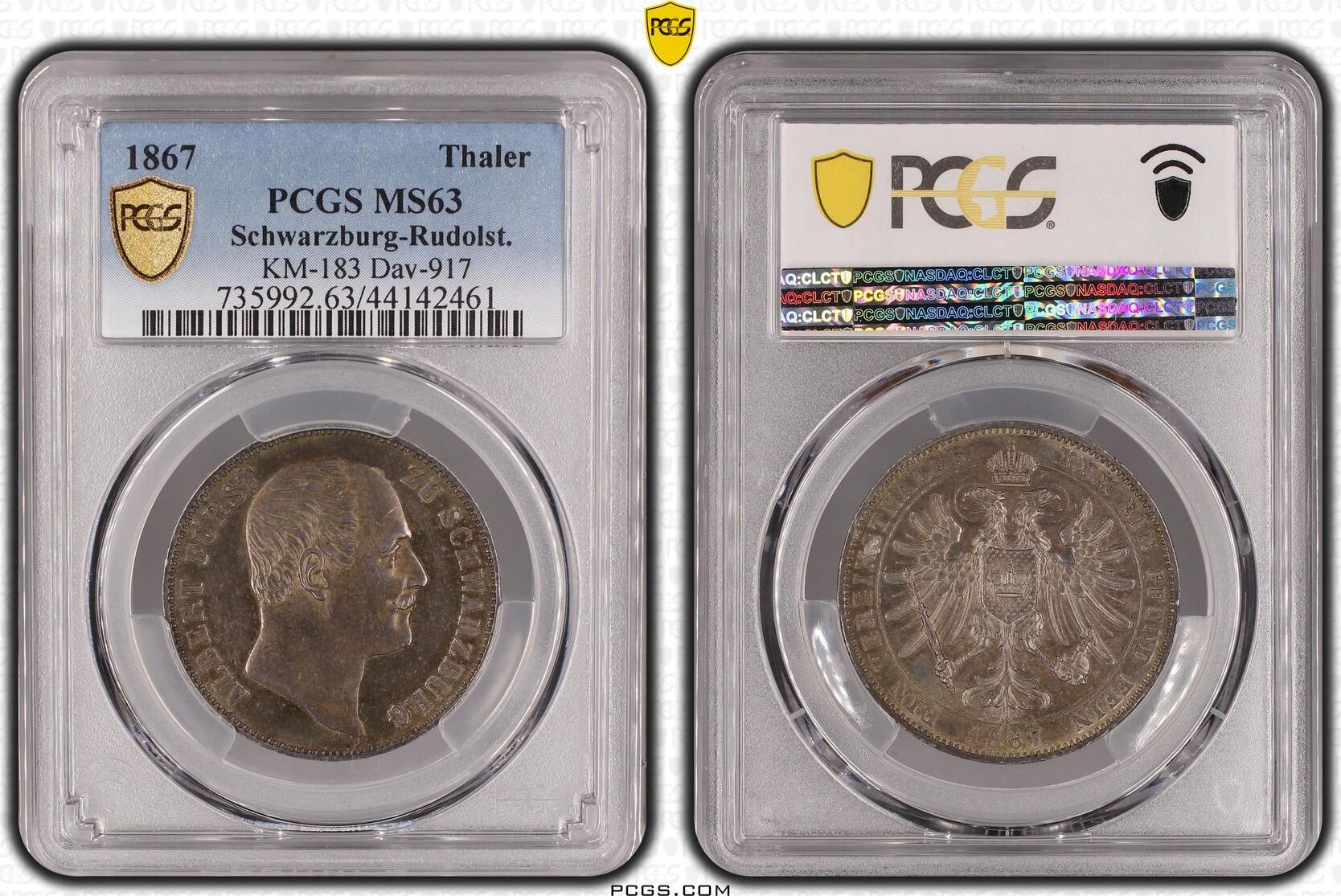 Schwarzburg-Rudolst. Thaler 1867 Albert (1867-1869). MS63 | MA-Shops