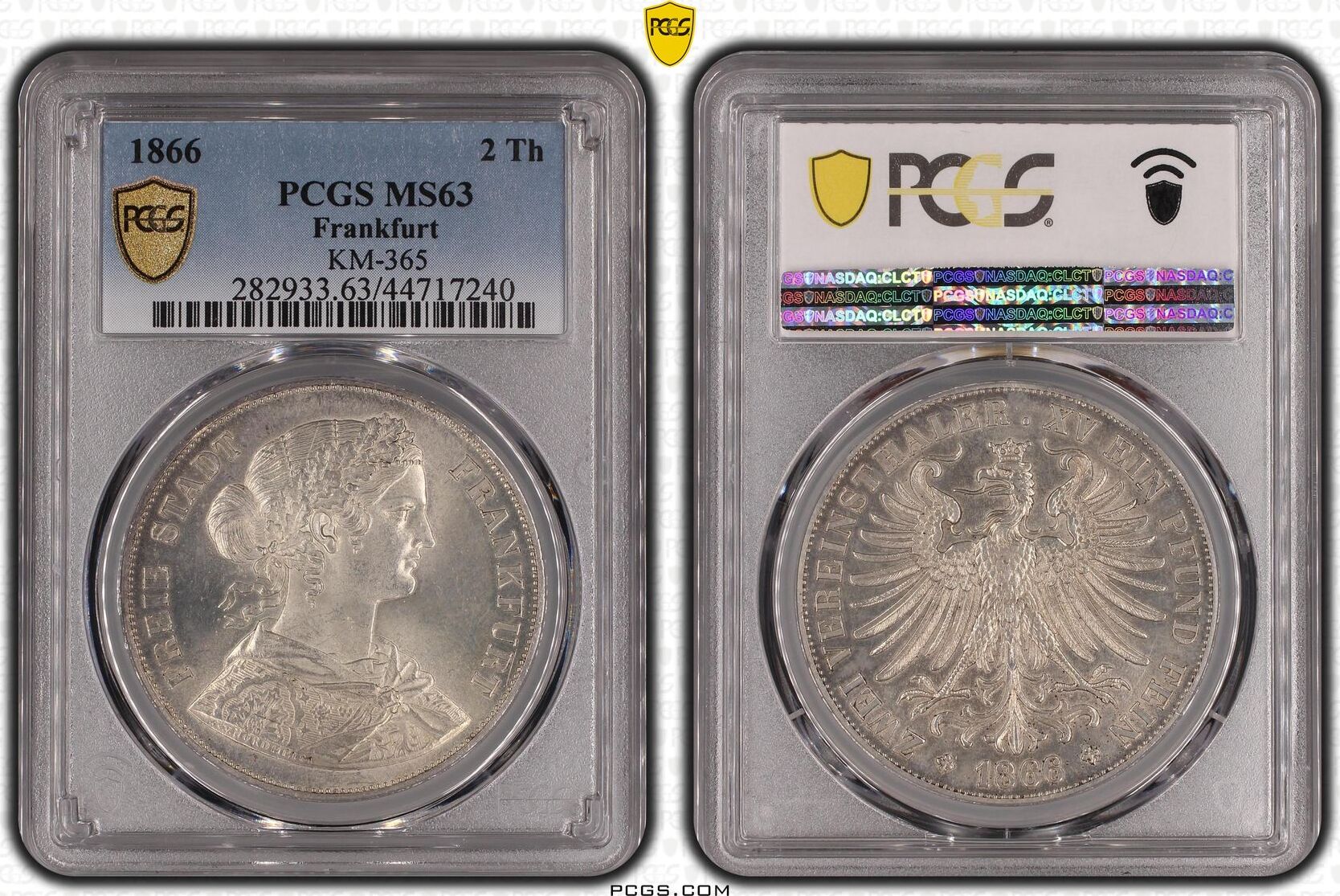 2 Thaler 1866 Frankfurt-am-Main, Free City MS63 | MA-Shops