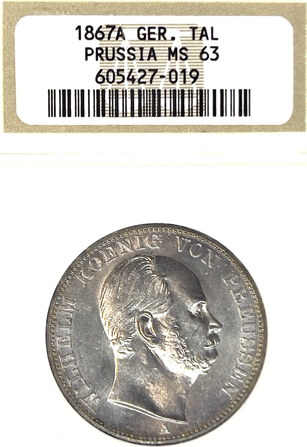 GERMANY TALER 1867A Wilhelm I (1861-1888). NGC MS 63 | MA-Shops