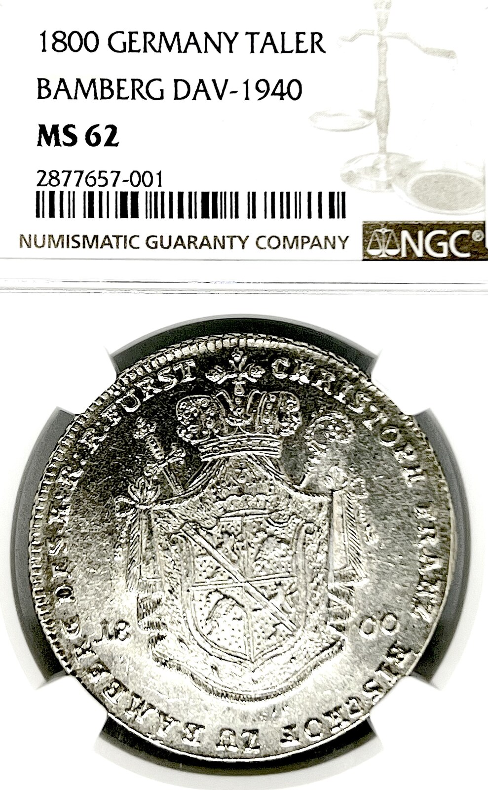 GERMANY TALER 1800 Christoph Franz von Busek (1795-1800). NGC MS 62 ...