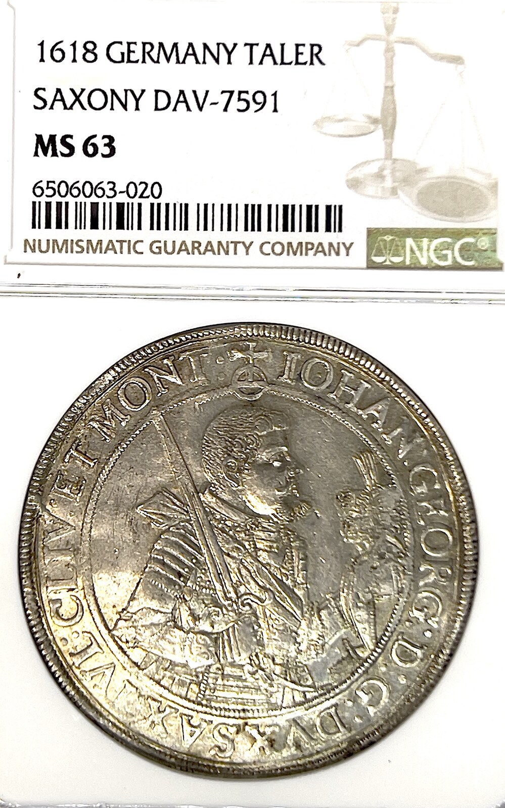 GERMANY TALER 1618 Johann Georg (1616-1656). NGC MS 63 | MA-Shops