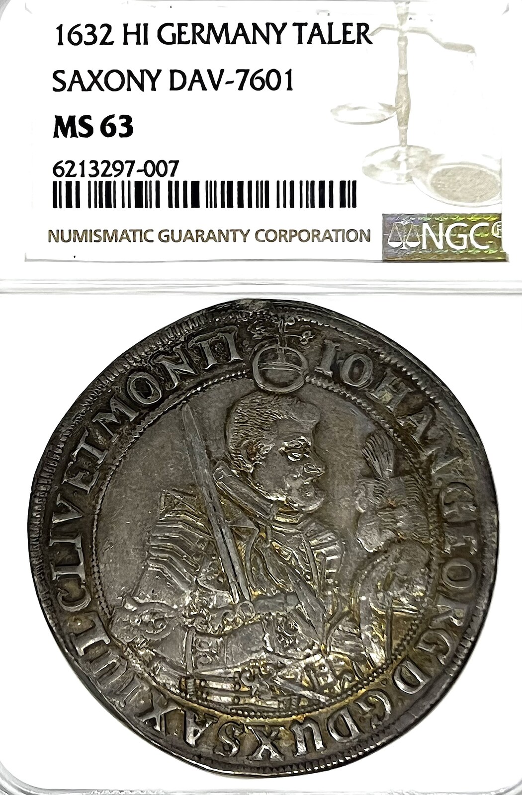 GERMANY TALER 1632 HI Johann Georg (1616-1656). NGC MS 63 | MA-Shops