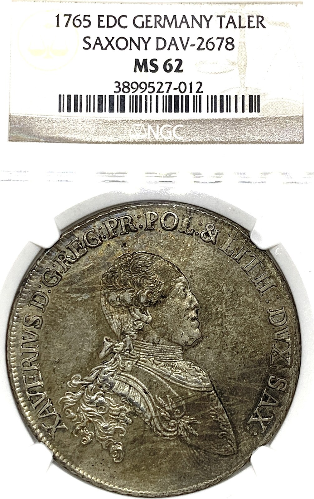 GERMANY TALER 1765 EDC Regent Xaver (1763-1768). NGC MS 62 | MA-Shops