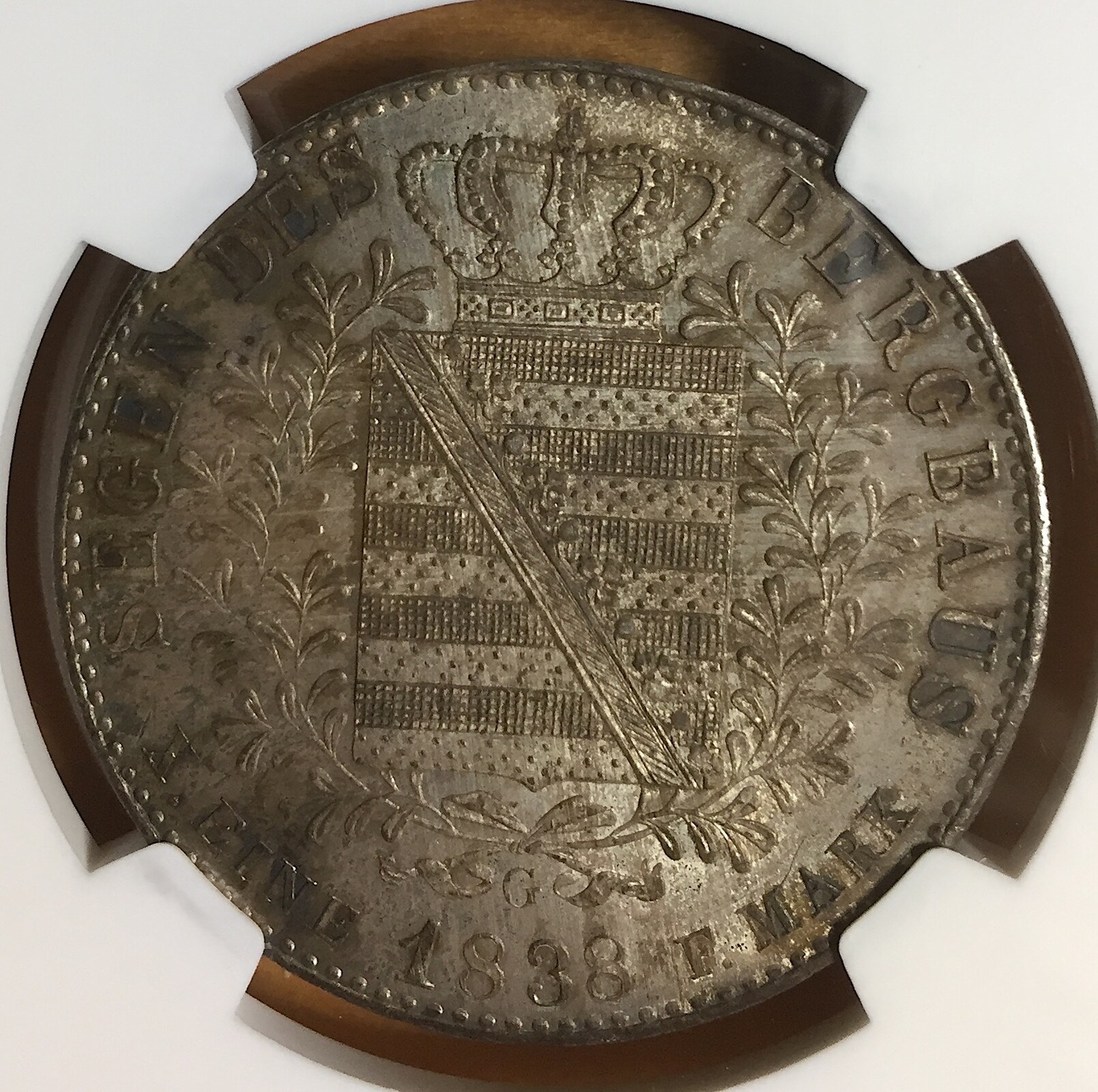 GERMANY TALER 1838 G Friedrich August II (1836-1854). NGC MS 63 | MA-Shops