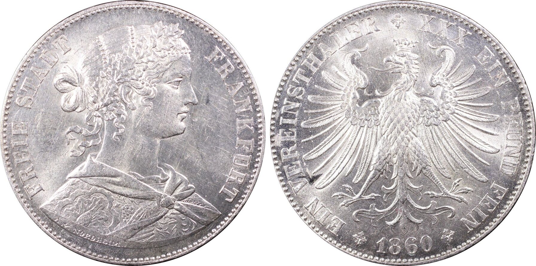 Thaler 1860 Frankfurt-am-Main, Free City MS63 | MA-Shops