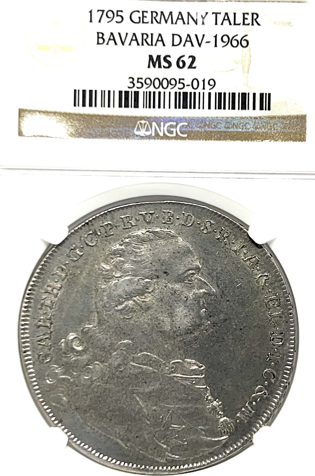 GERMANY TALER 1795 Karl Theodore (1777-1799). NGC MS 62 | MA-Shops