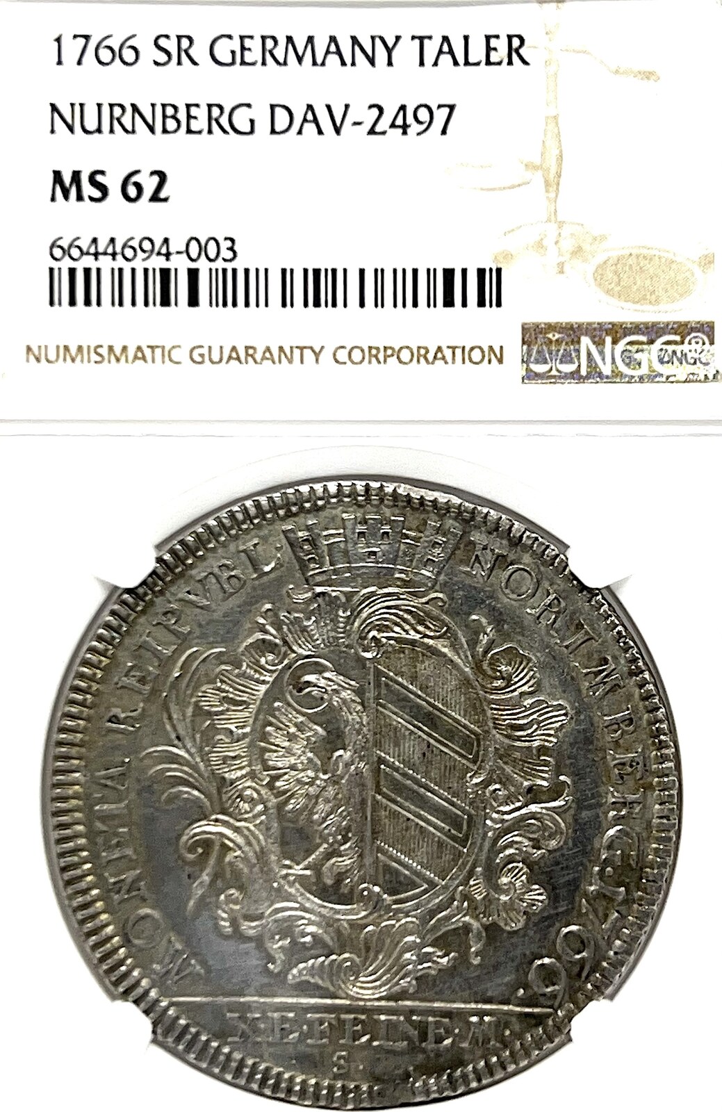 TALER 1766 SR Germany, Nuremberg. NGC MS 62 | MA-Shops