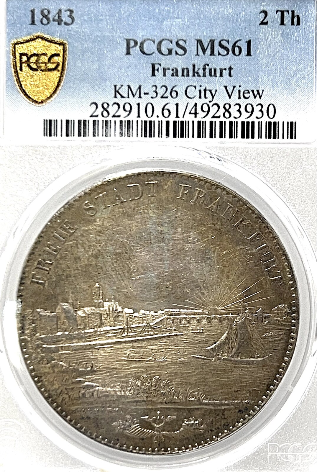 2 Thaler 1843 Free City Frankfurt MS61 | MA-Shops