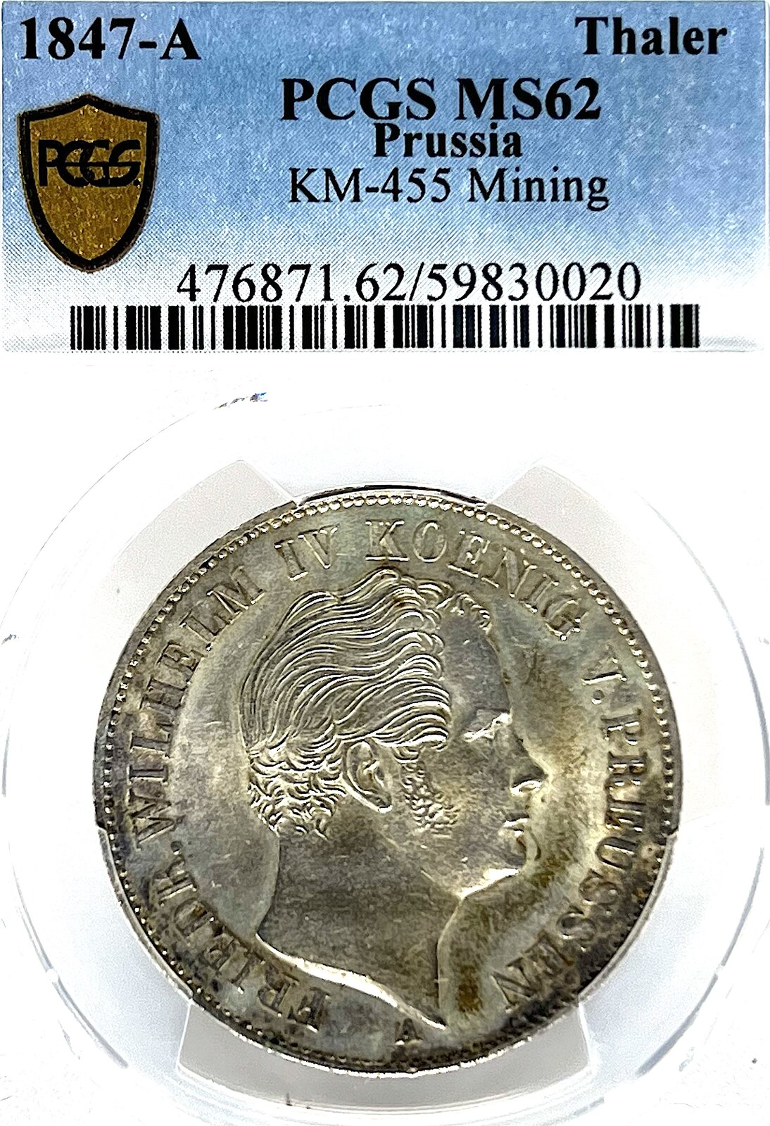 Prussia Thaler 1847 Friedrich Wilhelm IV (1840-1861). MS 62 | MA-Shops