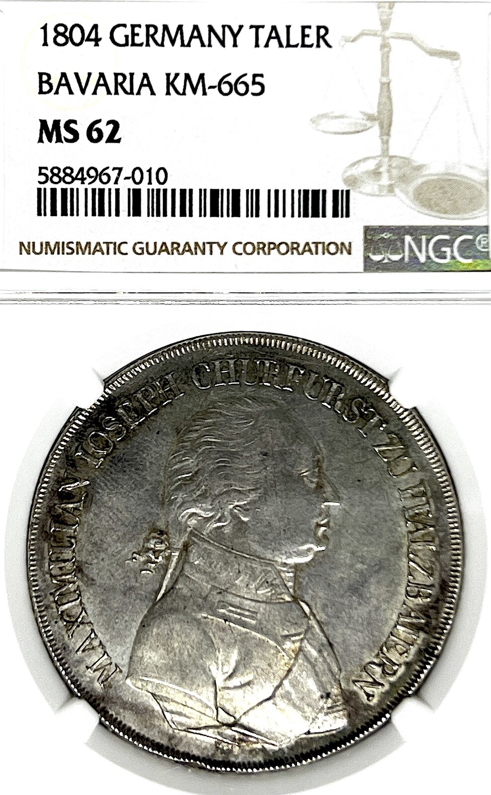 GERMANY TALER 1804 Maximilian Joseph (1799-1825). NGC MS 62 | MA-Shops