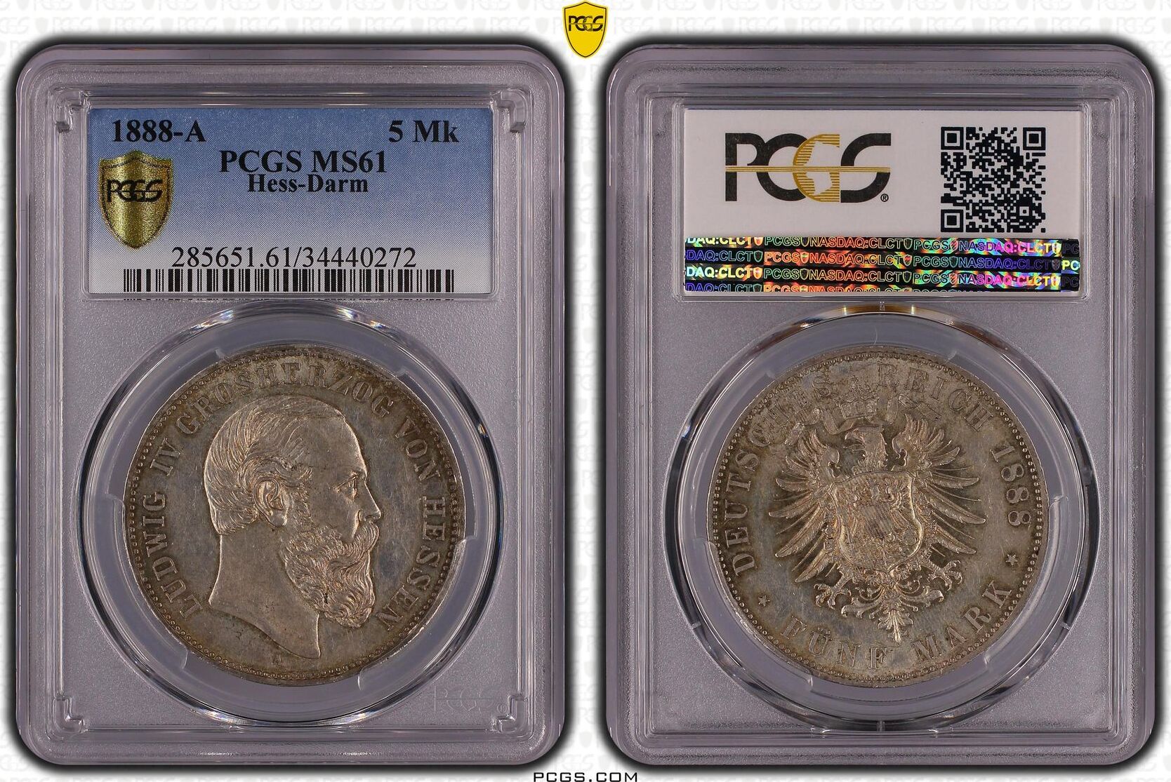 Hess-Darm 5 Mark 1888 Ludwig IV (1877-1892). MS61 | MA-Shops